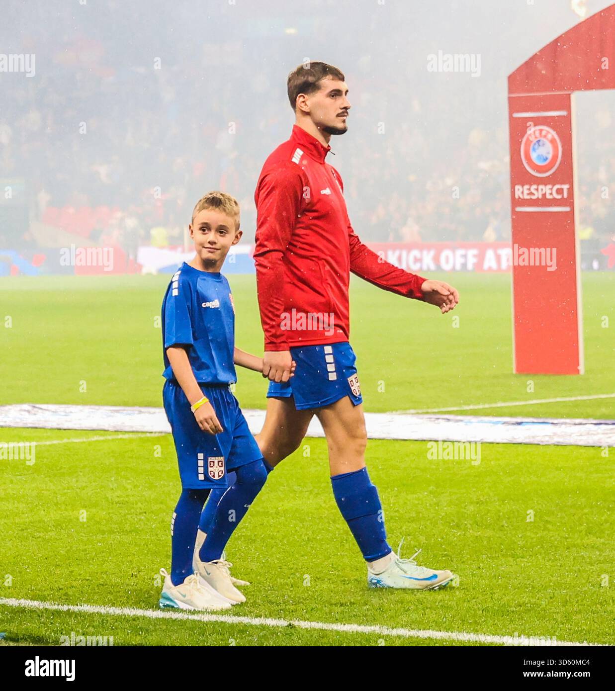 London, UK. 13th Nov, 2025. Serbia's Ognjen Mimovic before the match in ...