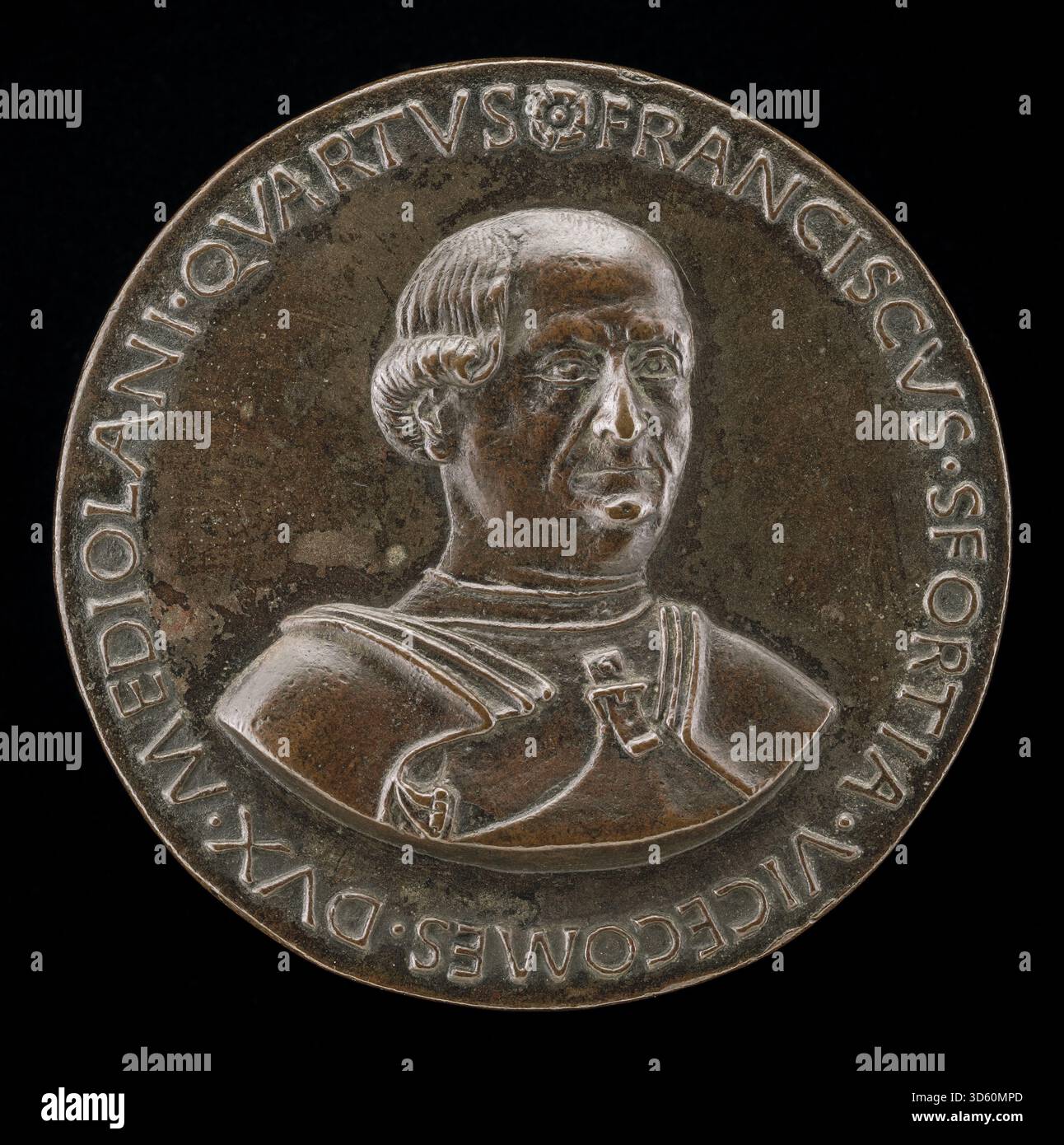 A circa 1466 obverse portrait of Francesco I Sforza, 4th Duke of Milan ...