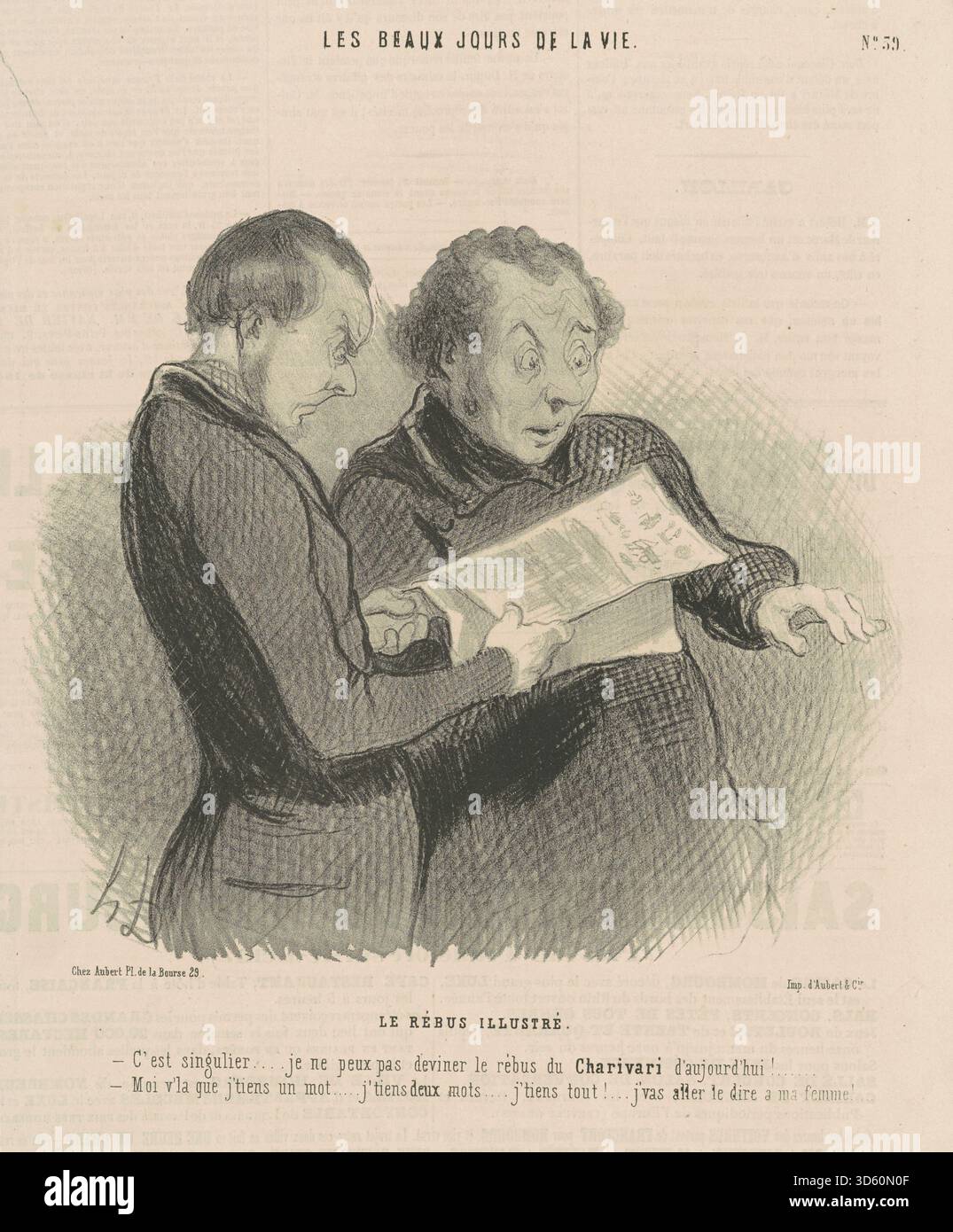 This 19th-century lithograph by Honoré Daumier illustrates a rebus ...