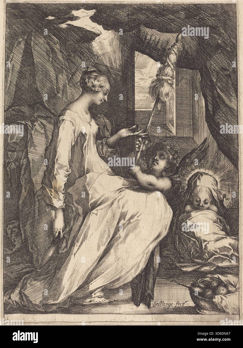 This 1615 painting by Jacques Bellange depicts the Madonna spinning ...