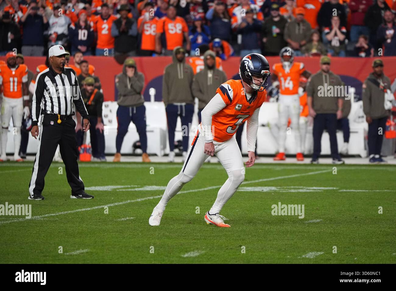 Denver Broncos kicker Wil Lutz (3) in the second half of an NFL ...