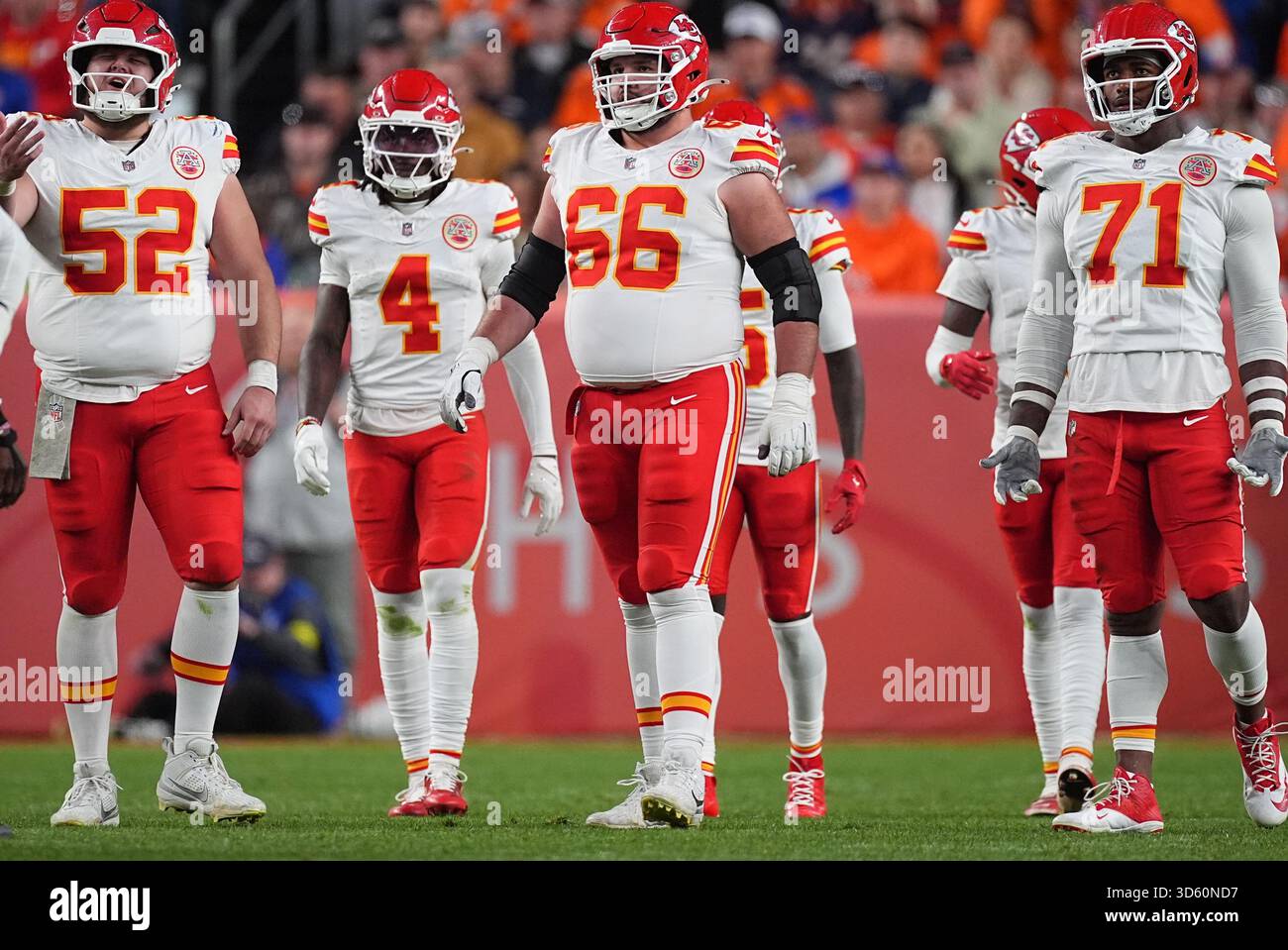 From left, Kansas City Chiefs center Creed Humphrey (52), wide receiver ...