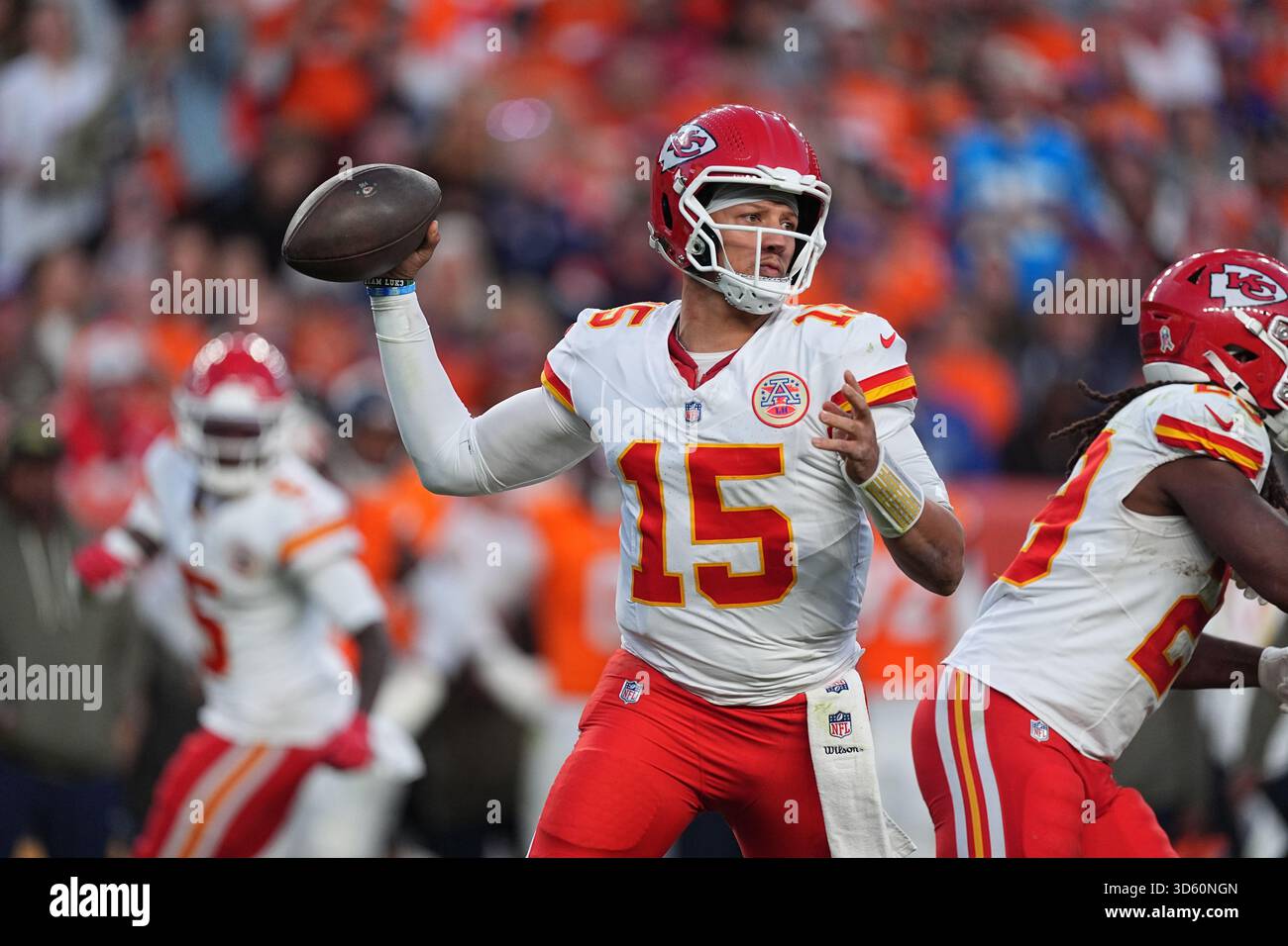 Kansas City Chiefs quarterback Patrick Mahomes (15) in the second half ...