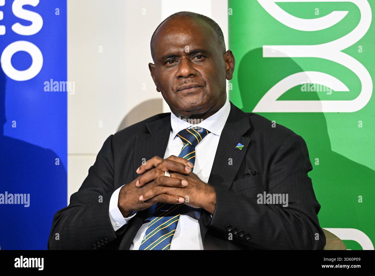 Solomon Islands Prime Minister Jeremiah Manele is seen speaking during ...