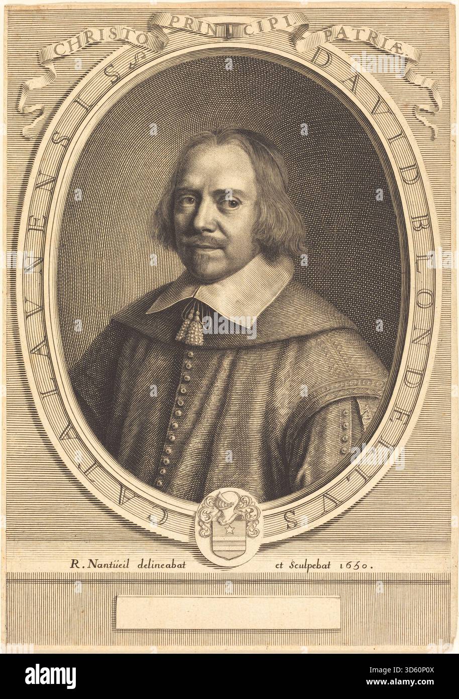 A 1650 engraved portrait by Robert Nanteuil depicting David Blondel ...