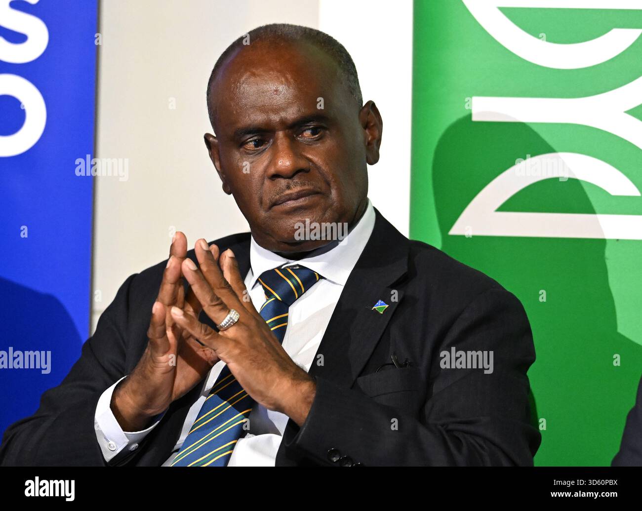 Solomon Islands Prime Minister Jeremiah Manele is seen speaking during ...
