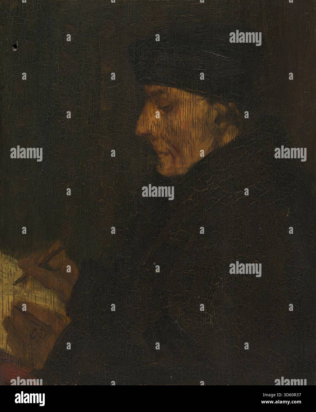 Drawing by Alphonse Legros copying Holbein's portrait of Erasmus ...