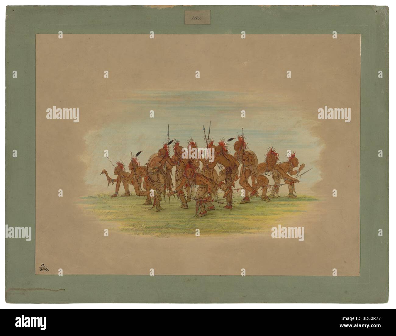 Painting by George Catlin illustrating the Discovery Dance performed by ...