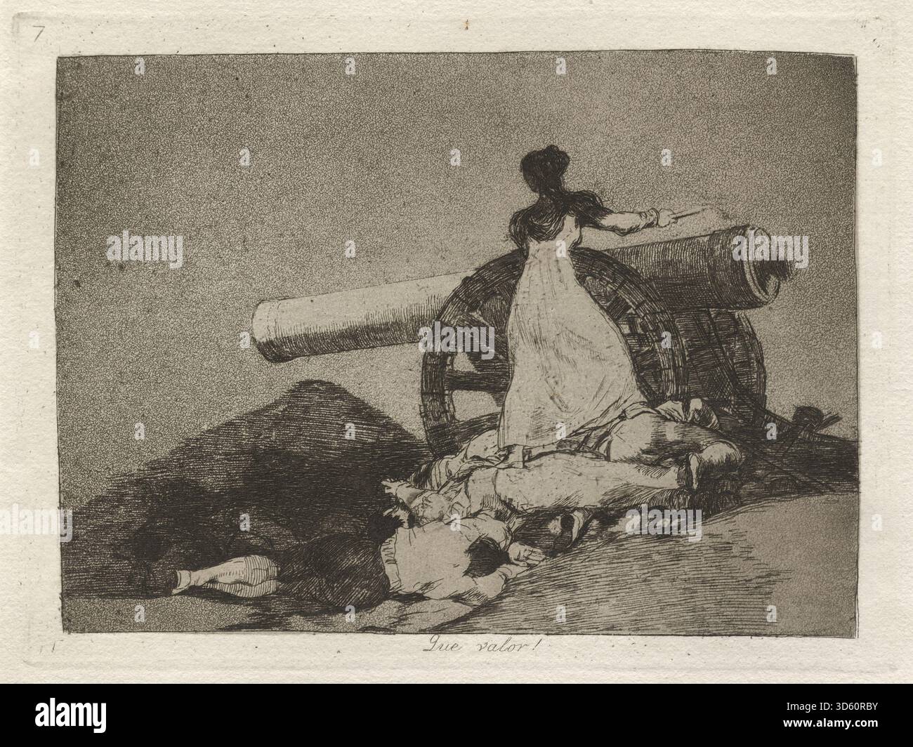 Francisco de Goya’s 1863 print 'Que valor!' depicts figures engaged in ...