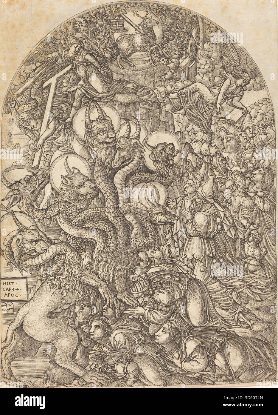 A 1546–1556 engraving by Jean Duvet depicting the Beast with seven ...