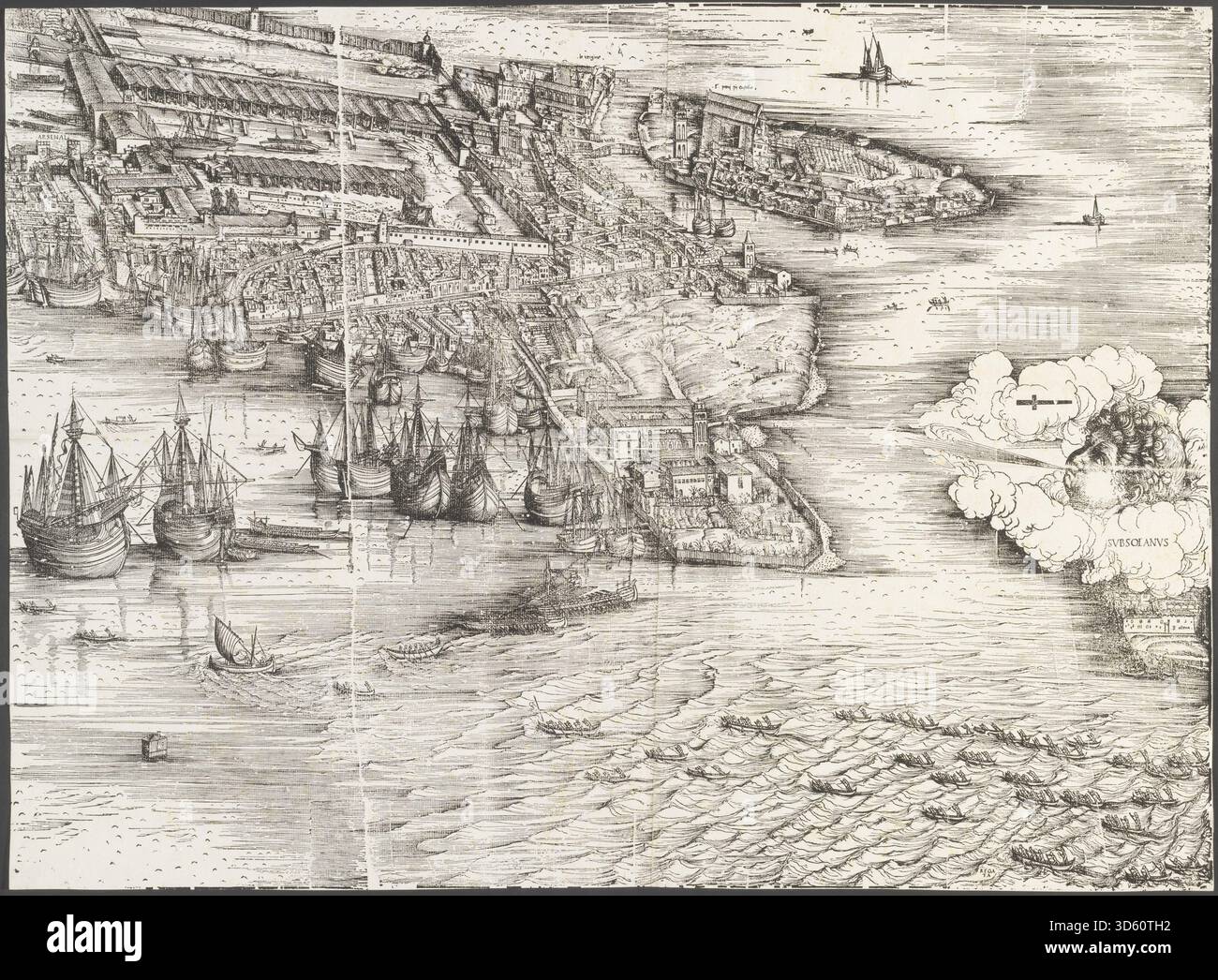 A 1500 depiction of Venice by Jacopo de' Barbari showing streets ...