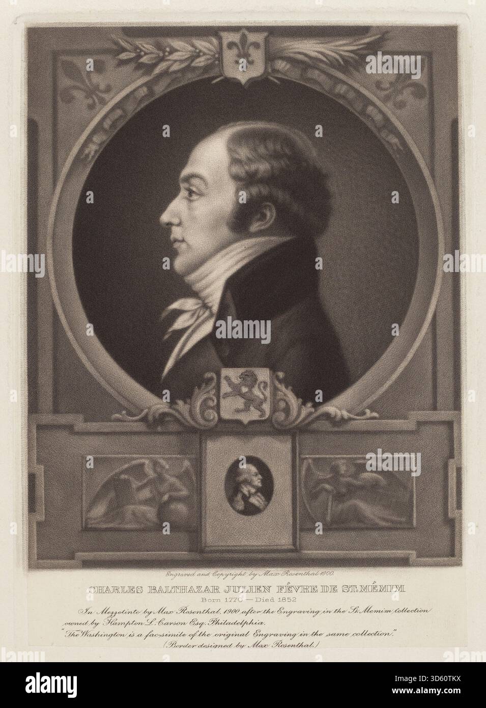 A portrait of Charles Balthazar Julien Févret de Saint-Mémin, a French ...
