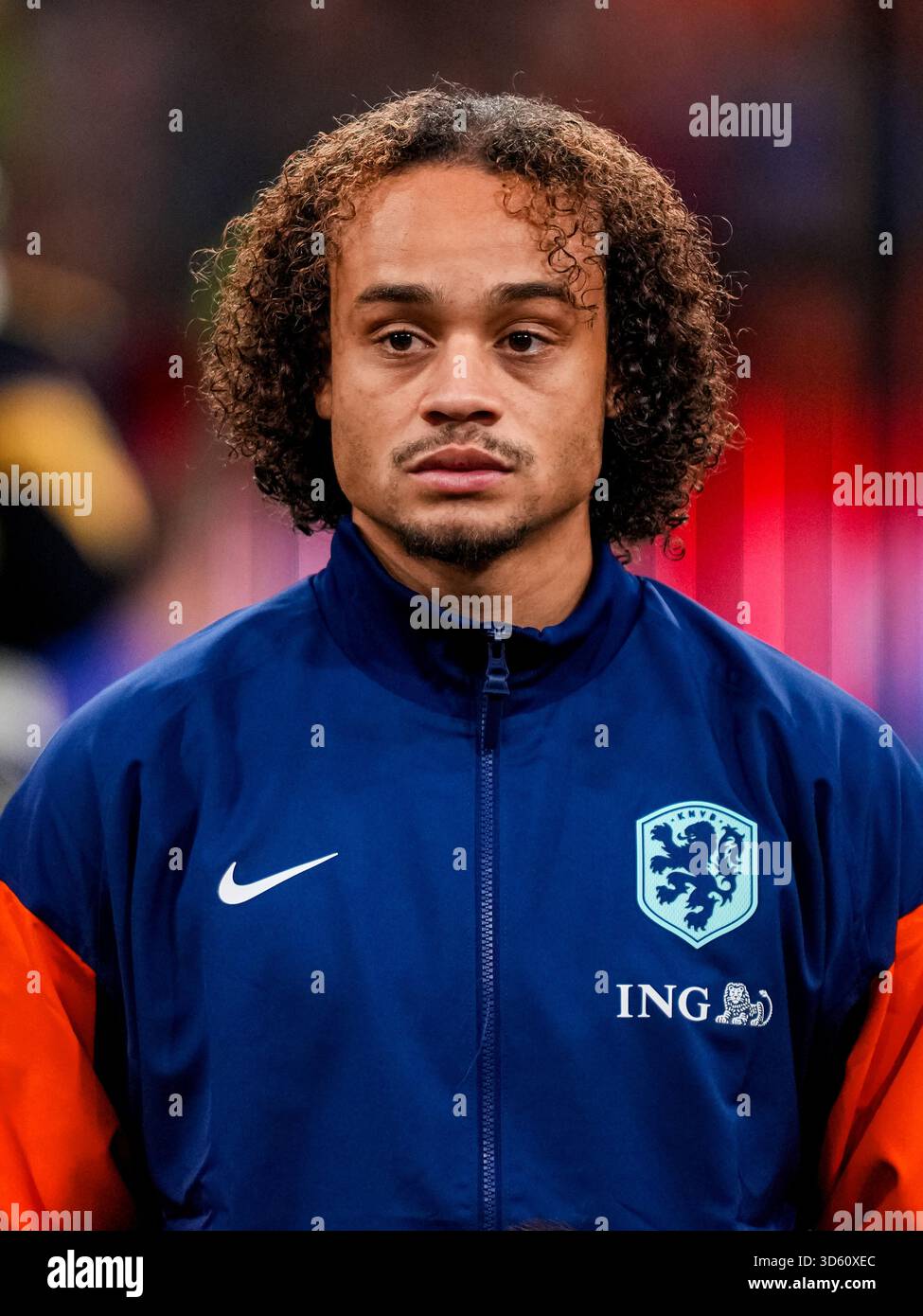 AMSTERDAM, NETHERLANDS - NOVEMBER 17: Xavi Simons of Netherlands looks ...