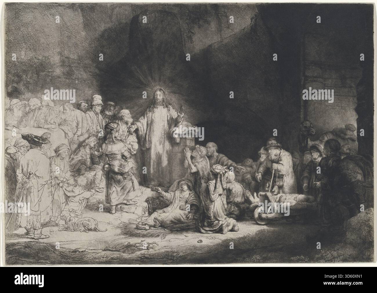 This etching by Rembrandt van Rijn, created between 1643 and 1649 ...
