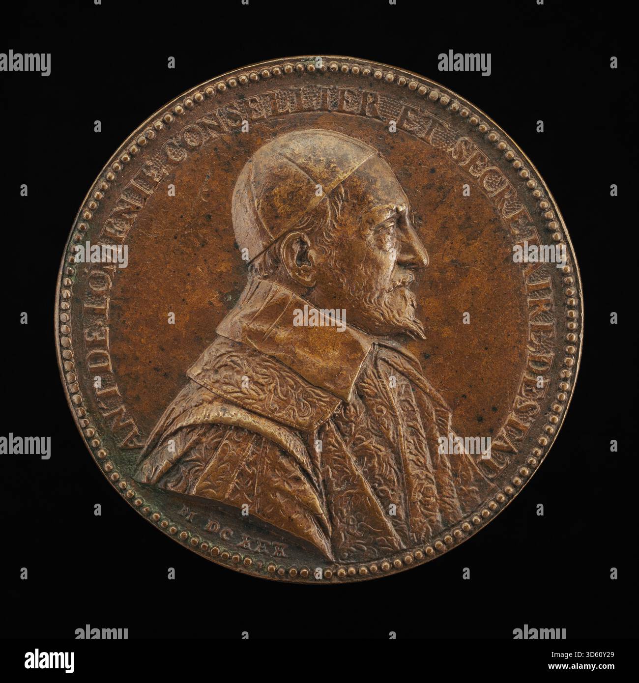 Obverse of 17th-century medallion depicting Antoine de Loménie ...