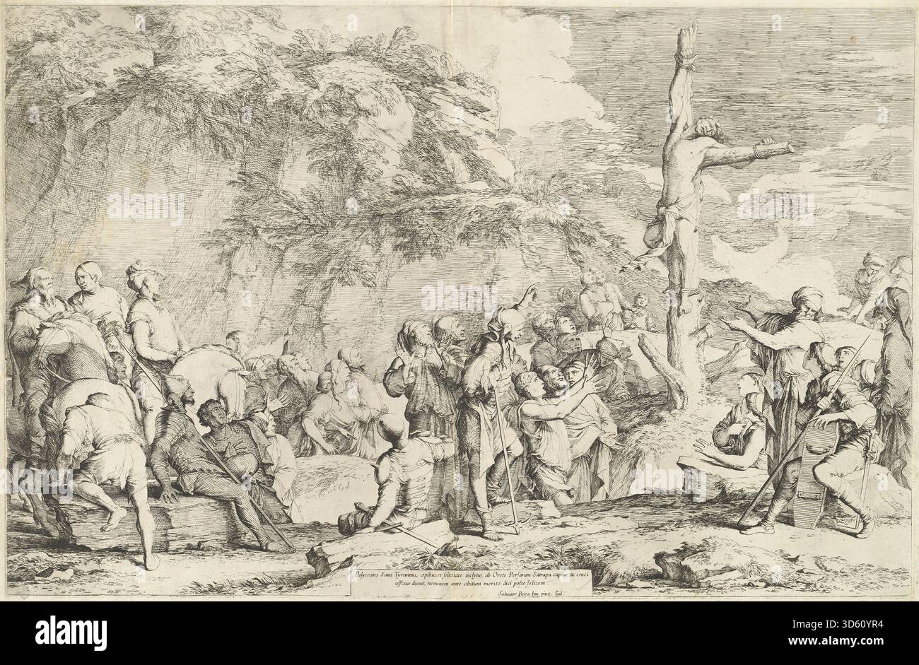 A circa 1662 painting by Salvator Rosa depicting the crucifixion of ...