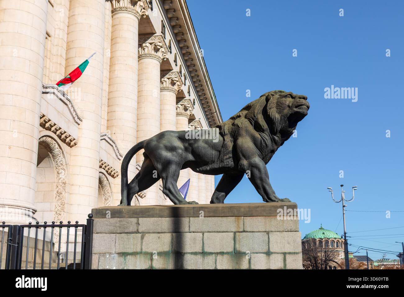 Bronze lion statues guard at entrance of Sofia Court House (Palace of ...