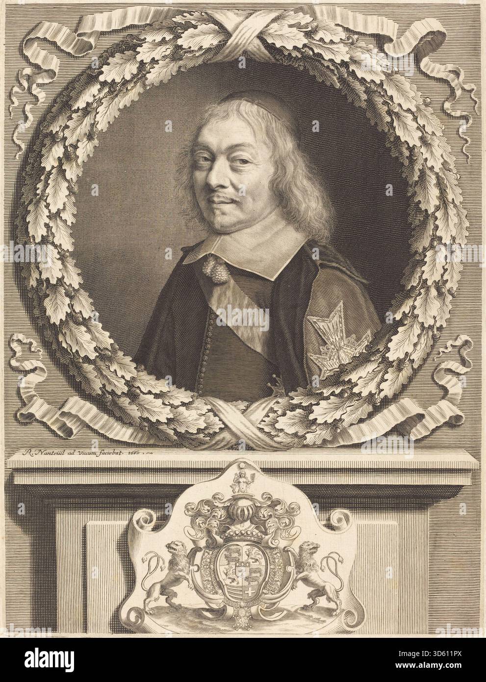 A 1660 engraved portrait by Robert Nanteuil depicting Henri Auguste ...