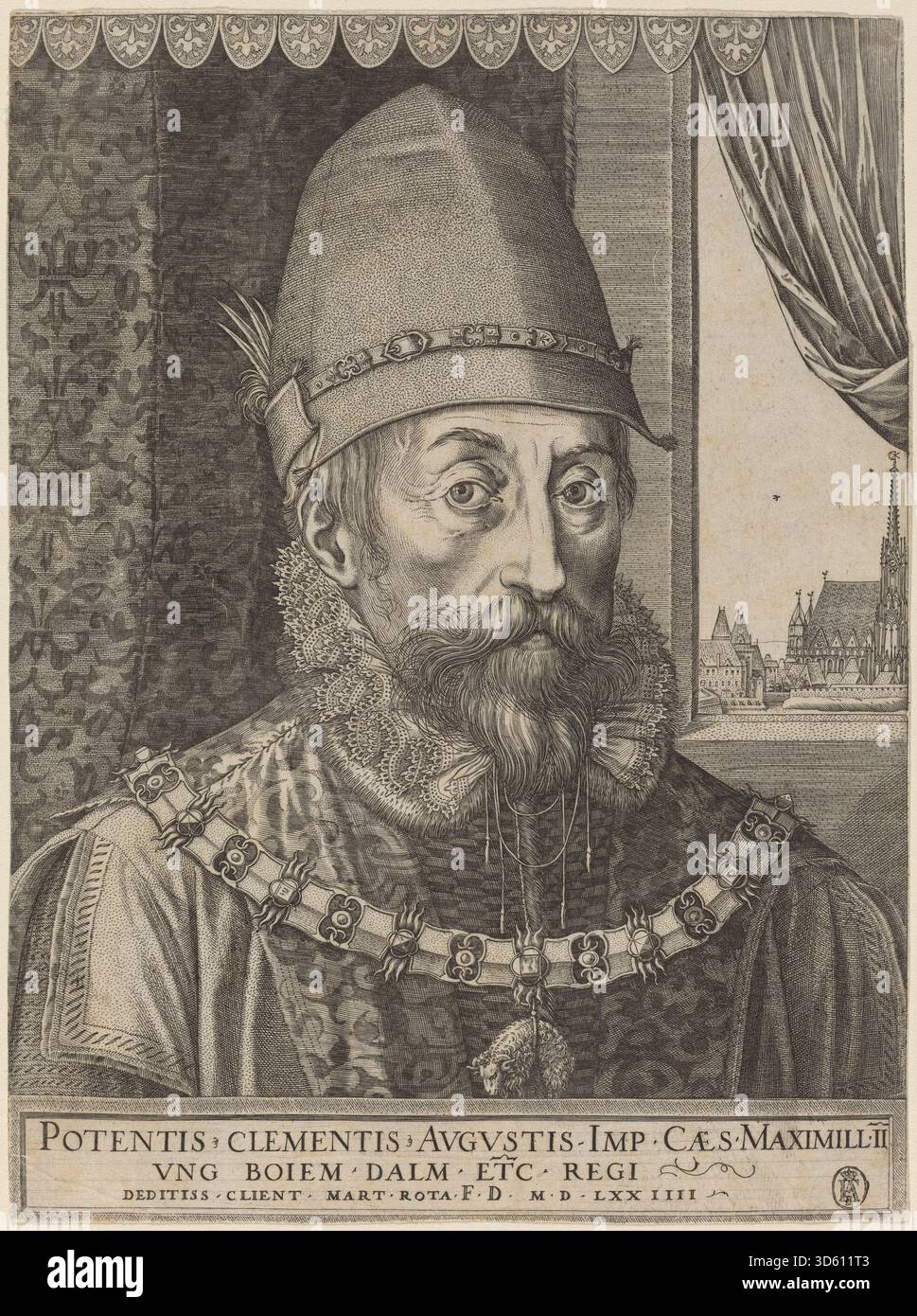 Martino Rota's 1574 engraving depicts Emperor Maximilian II ...