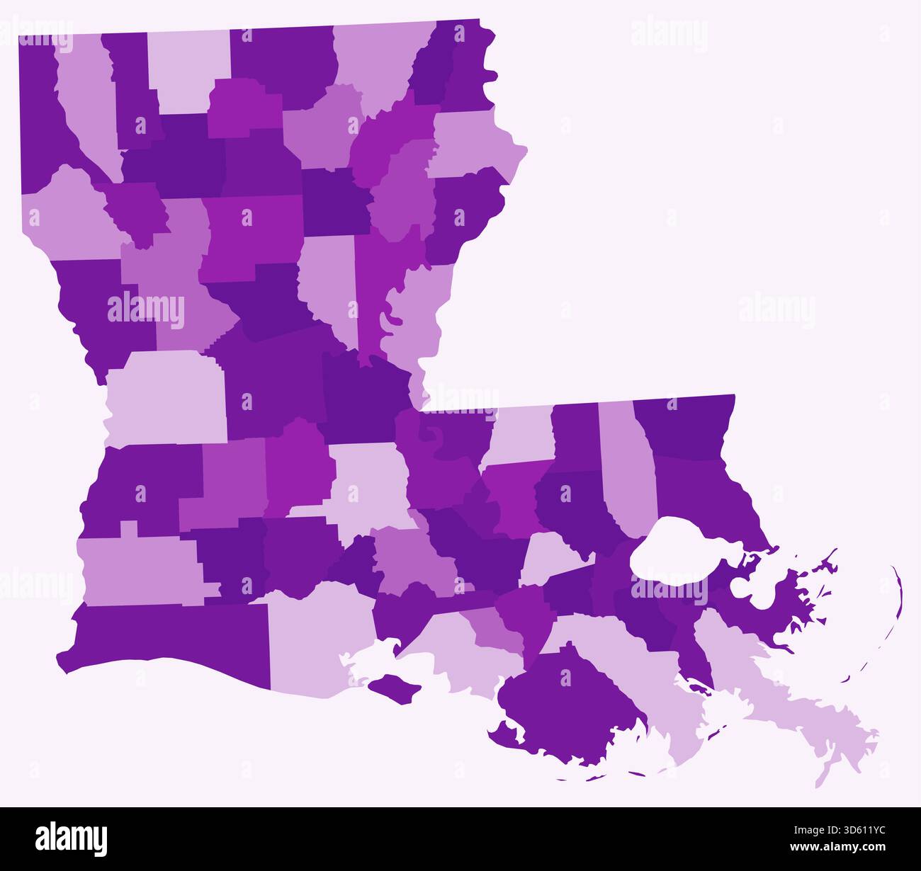Map of Louisiana with counties. Just a simple state border map with ...