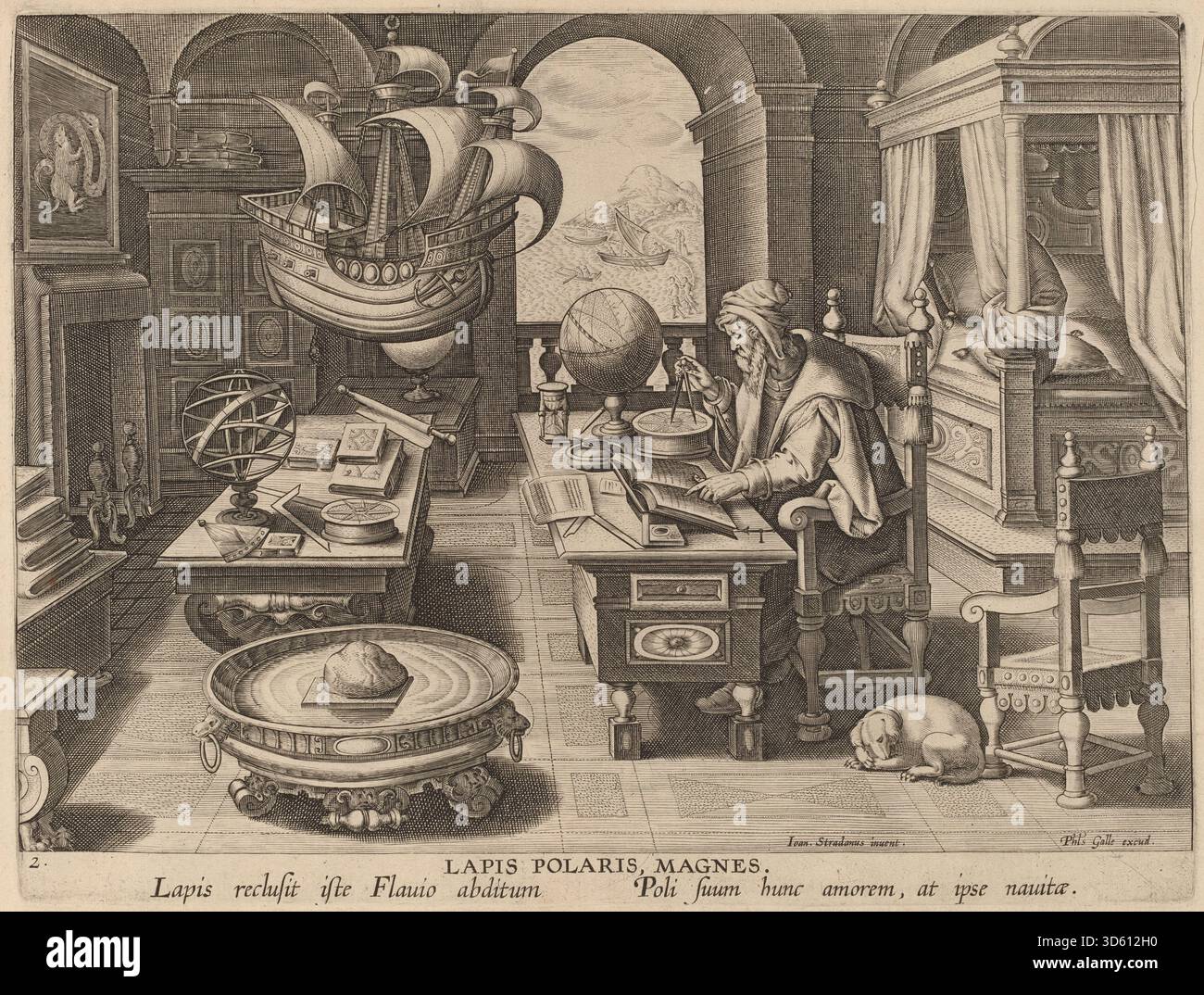 A print plate 2 from 'The Magnetic Pole' by Theodor Galle after Jan van ...
