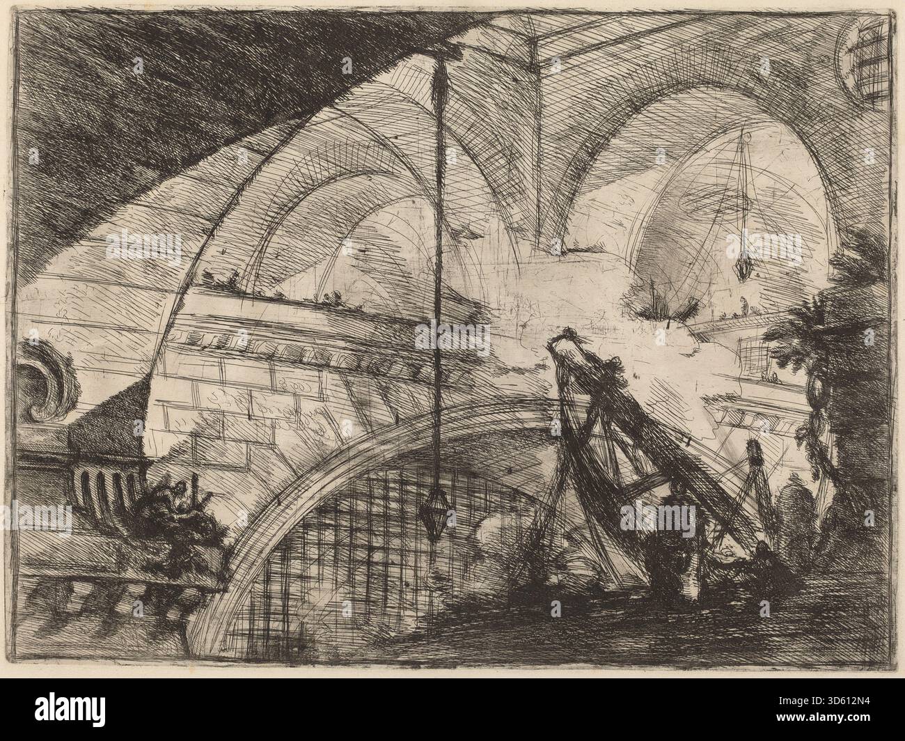 Engraving by Giovanni Battista Piranesi showing an architectural arch ...