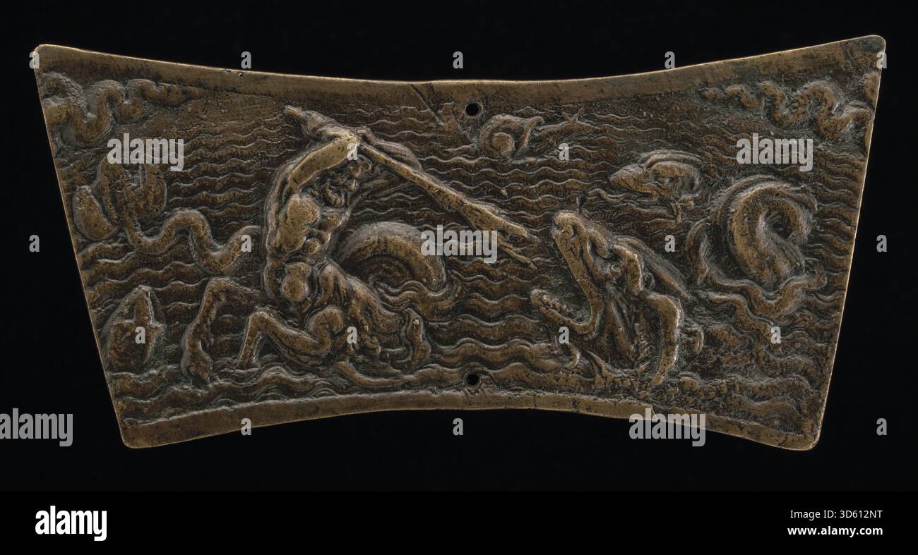 Early 16th-century North Italian depiction of two sea monsters engaged ...