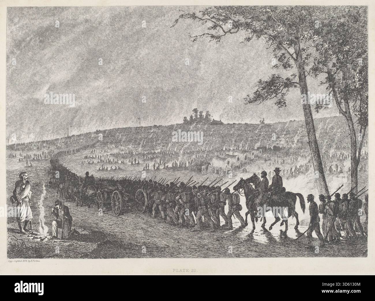 An 1876 illustration by Edwin Forbes depicting soldiers entering a ...