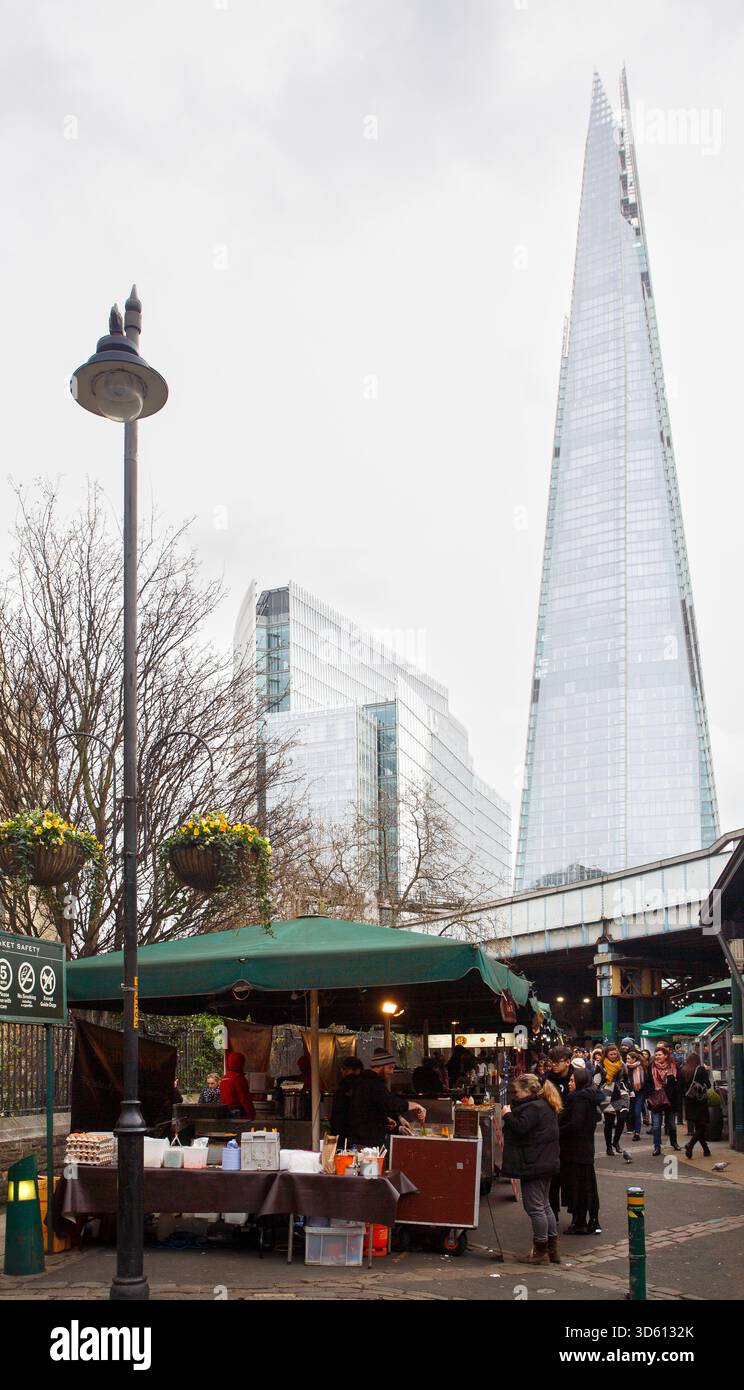 The Southwark cathedral gothic style historic building and The Shark ...