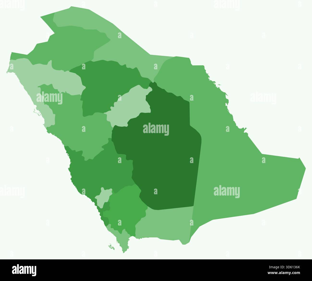 Map of Saudi Arabia with regions. Just a simple country border map with ...
