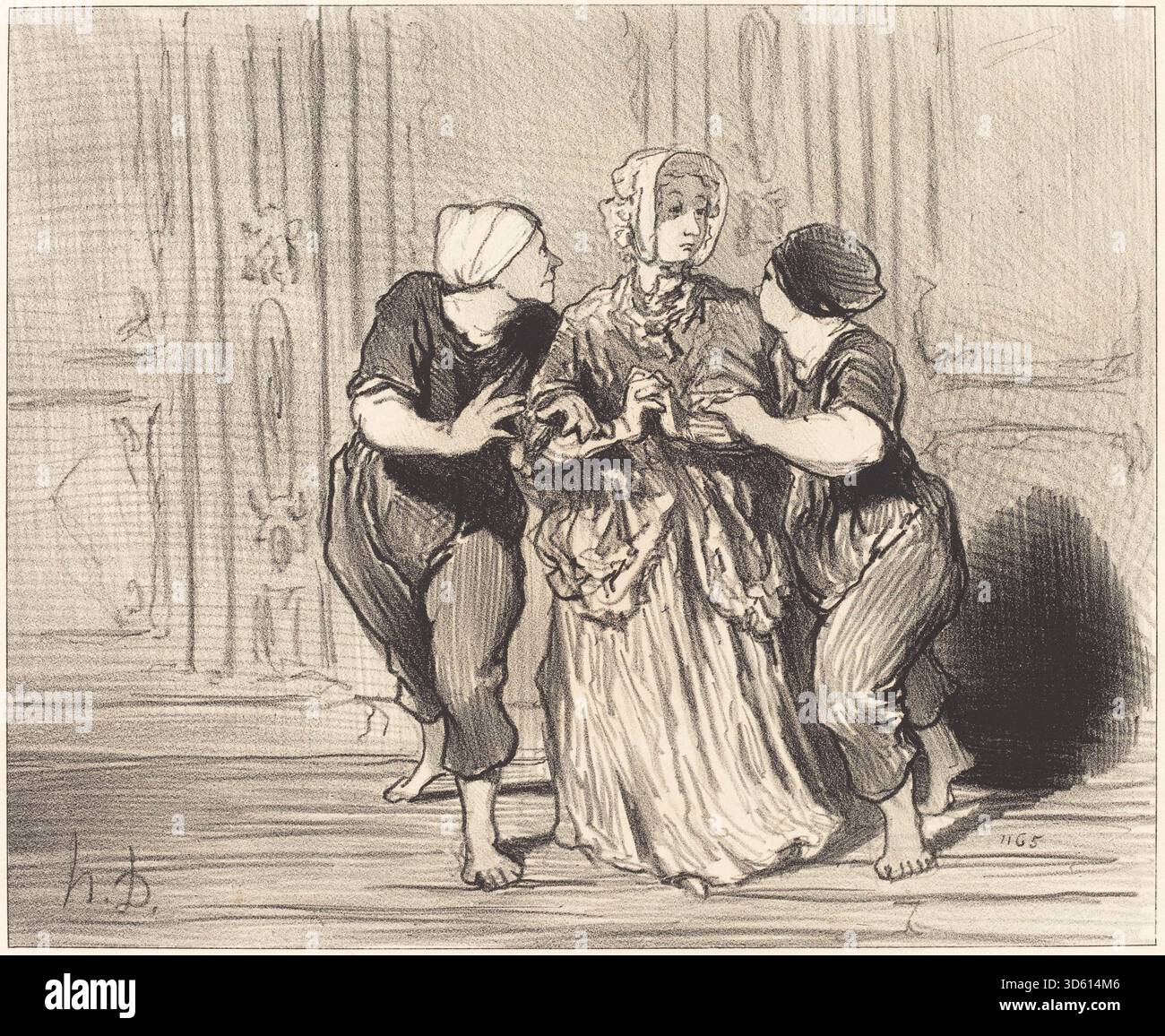 Lithograph by Honoré Daumier from 1852 depicting women at a swimming ...