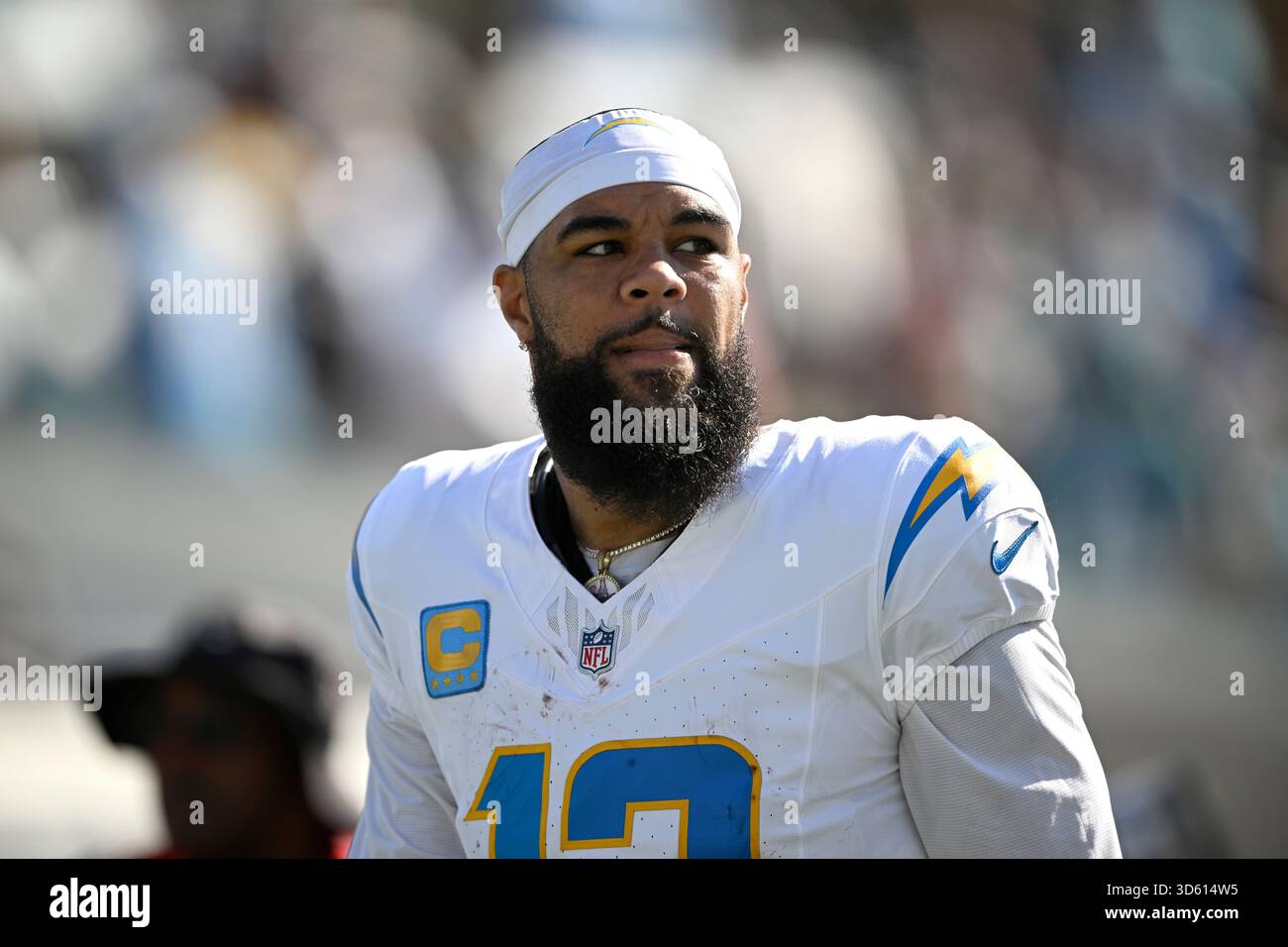 Los Angeles Chargers wide receiver Keenan Allen (13) leaves the field ...