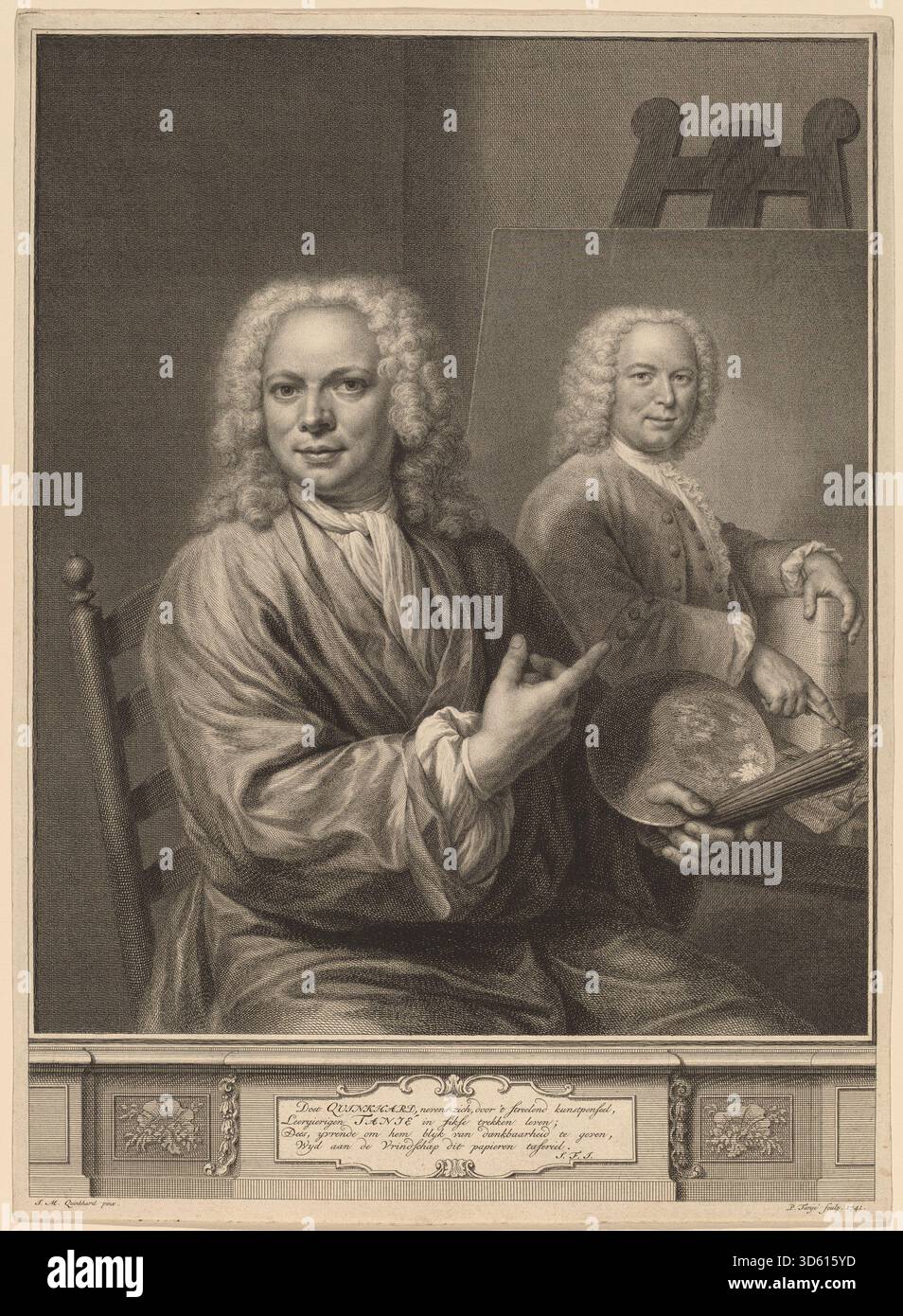 The engraving depicts Jan Maurits Quinkhard, showing his portrait ...