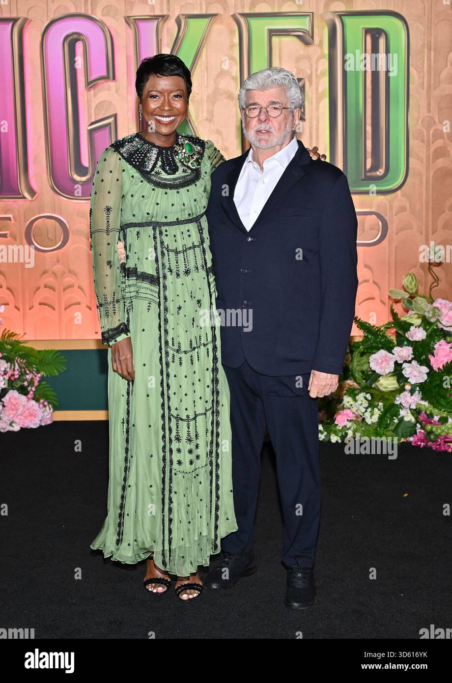 Mellody Hobson, left, and George Lucas attend the premiere of "Wicked ...
