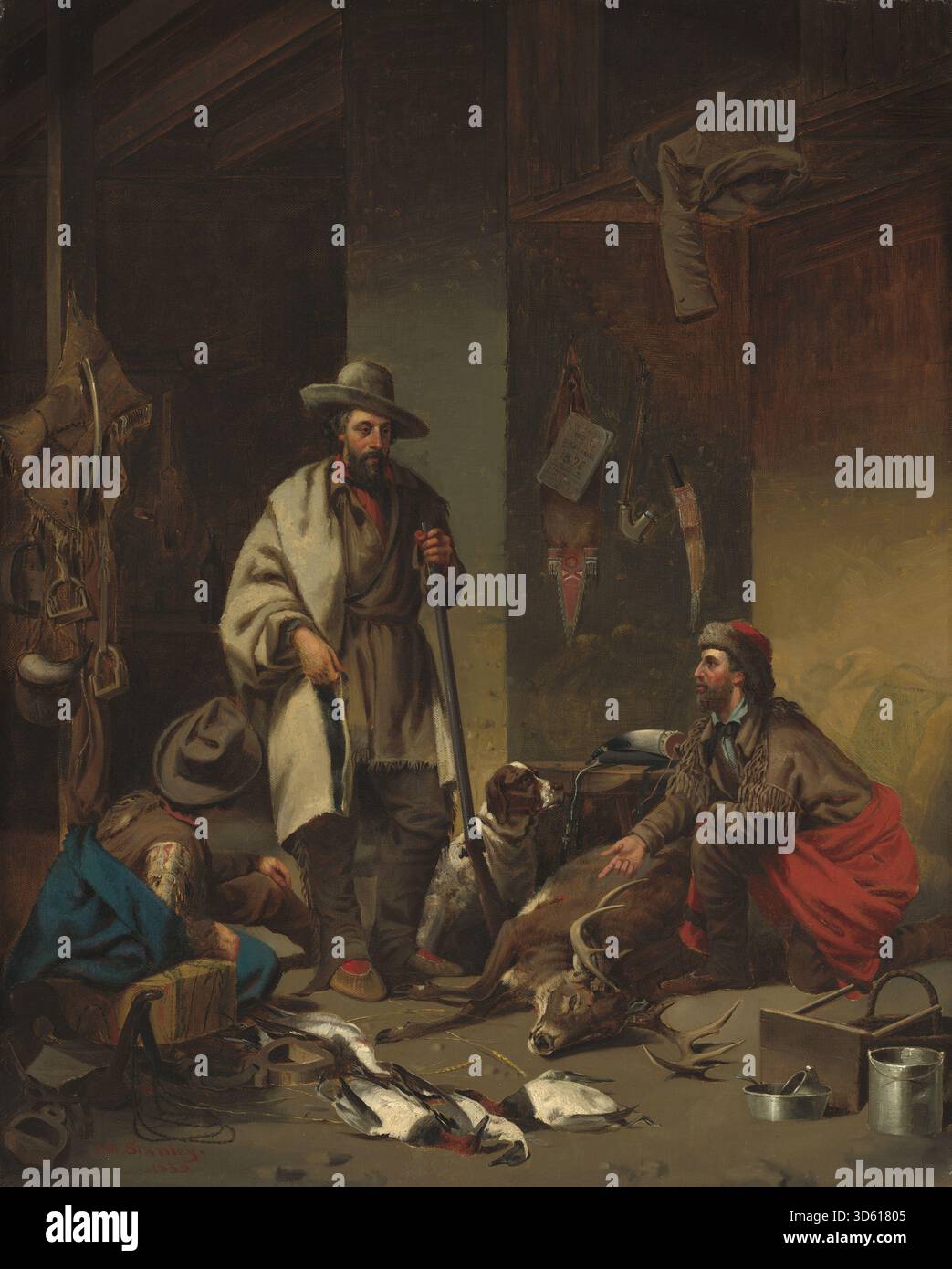 This 1858 painting by John Mix Stanley depicts a trapper's cabin in a ...