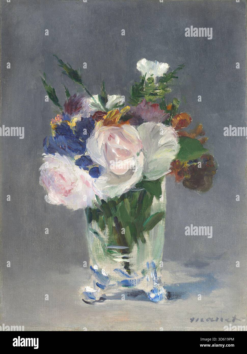 Edouard Manet's c.1882 still life painting shows flowers arranged in a ...