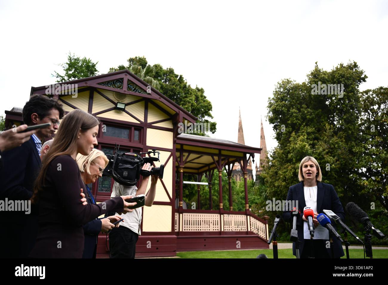 Victorian Opposition Leader Jess Wilson speaks to media following a ...