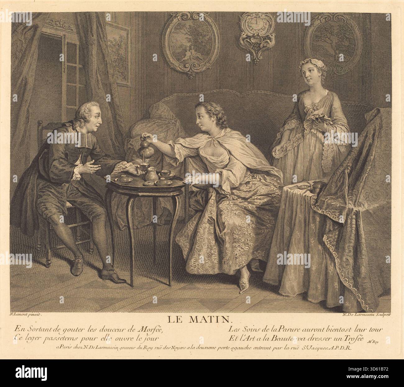 Engraving by Nicolas de Larmessin IV after Nicolas Lancret depicting ...