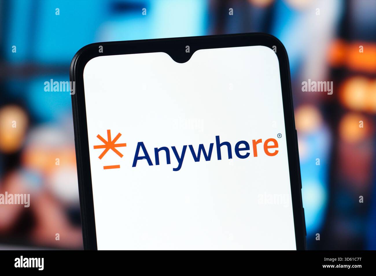 In this photo illustration, the Anywhere Real Estate logo is seen ...