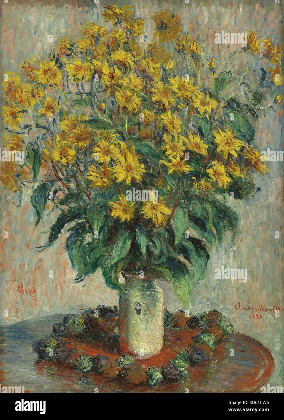 An 1880 painting by Claude Monet depicting Jerusalem artichoke flowers ...