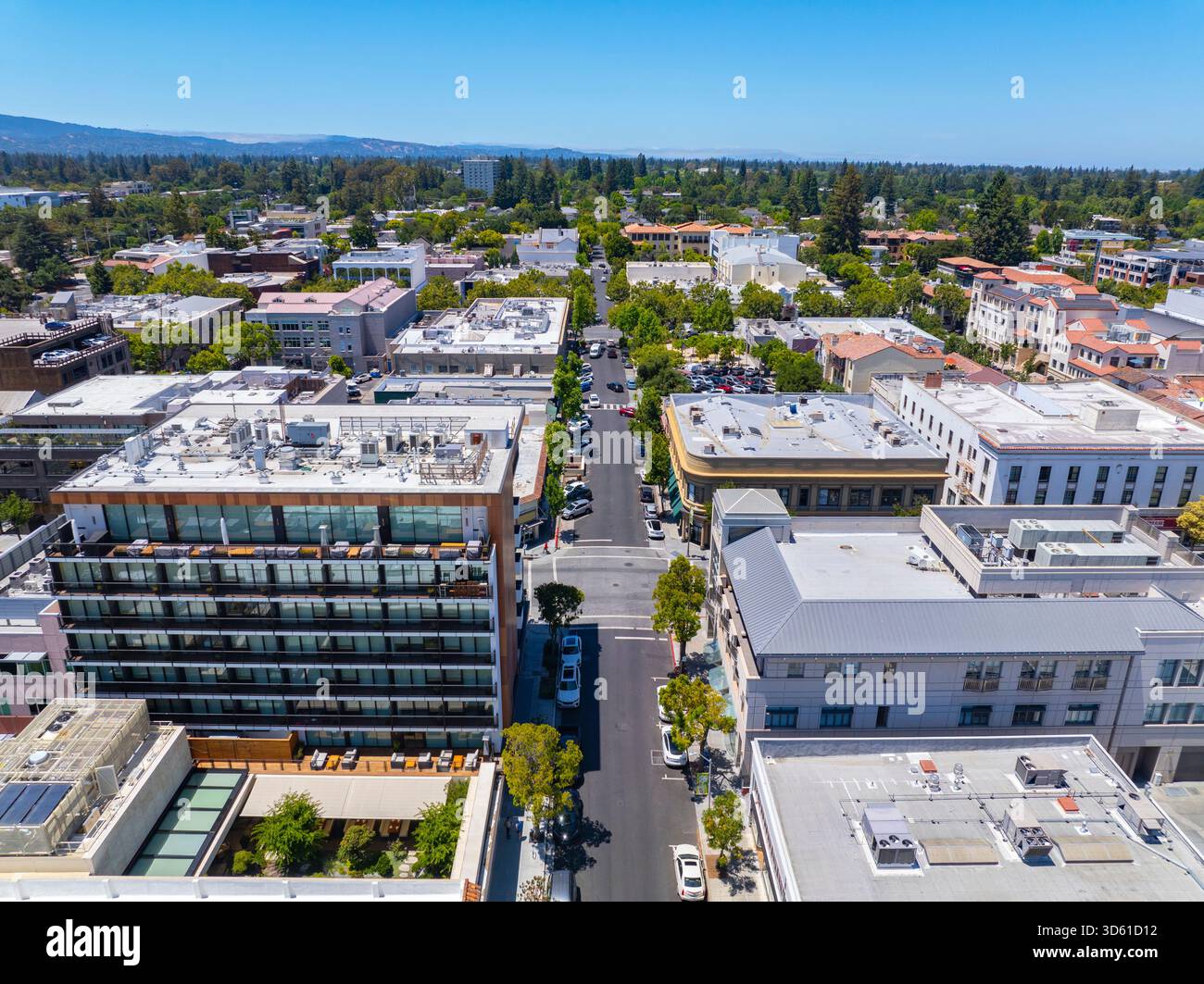 Historic commercial buildings aerial view on Emerson Street at Hamilton ...