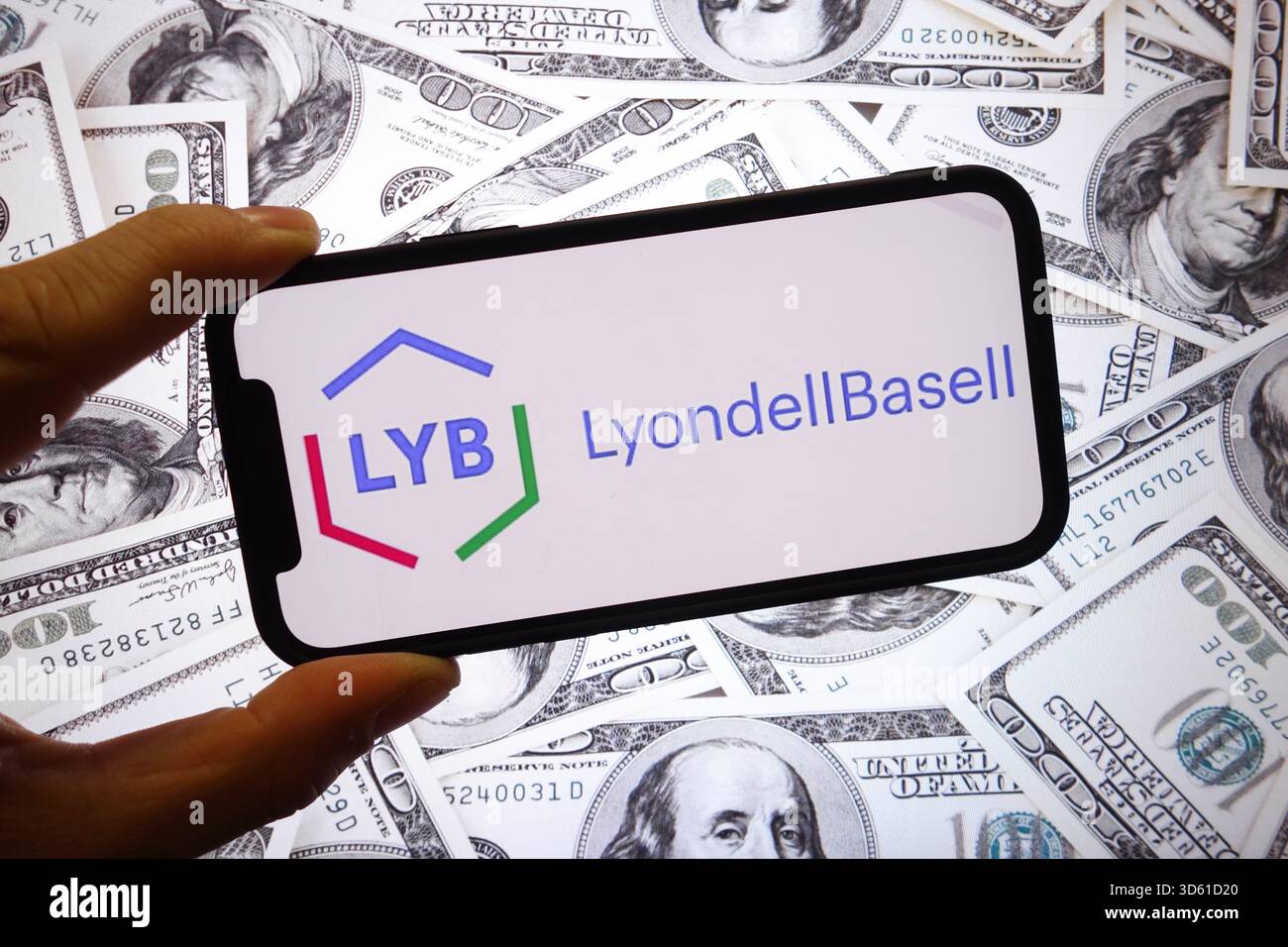 In this photo illustration, the LyondellBasell company logo is seen ...