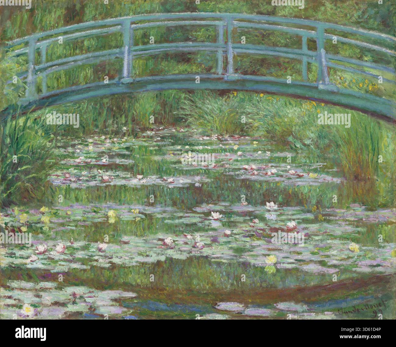 A painting by Claude Monet from 1899 showing the Japanese footbridge in ...