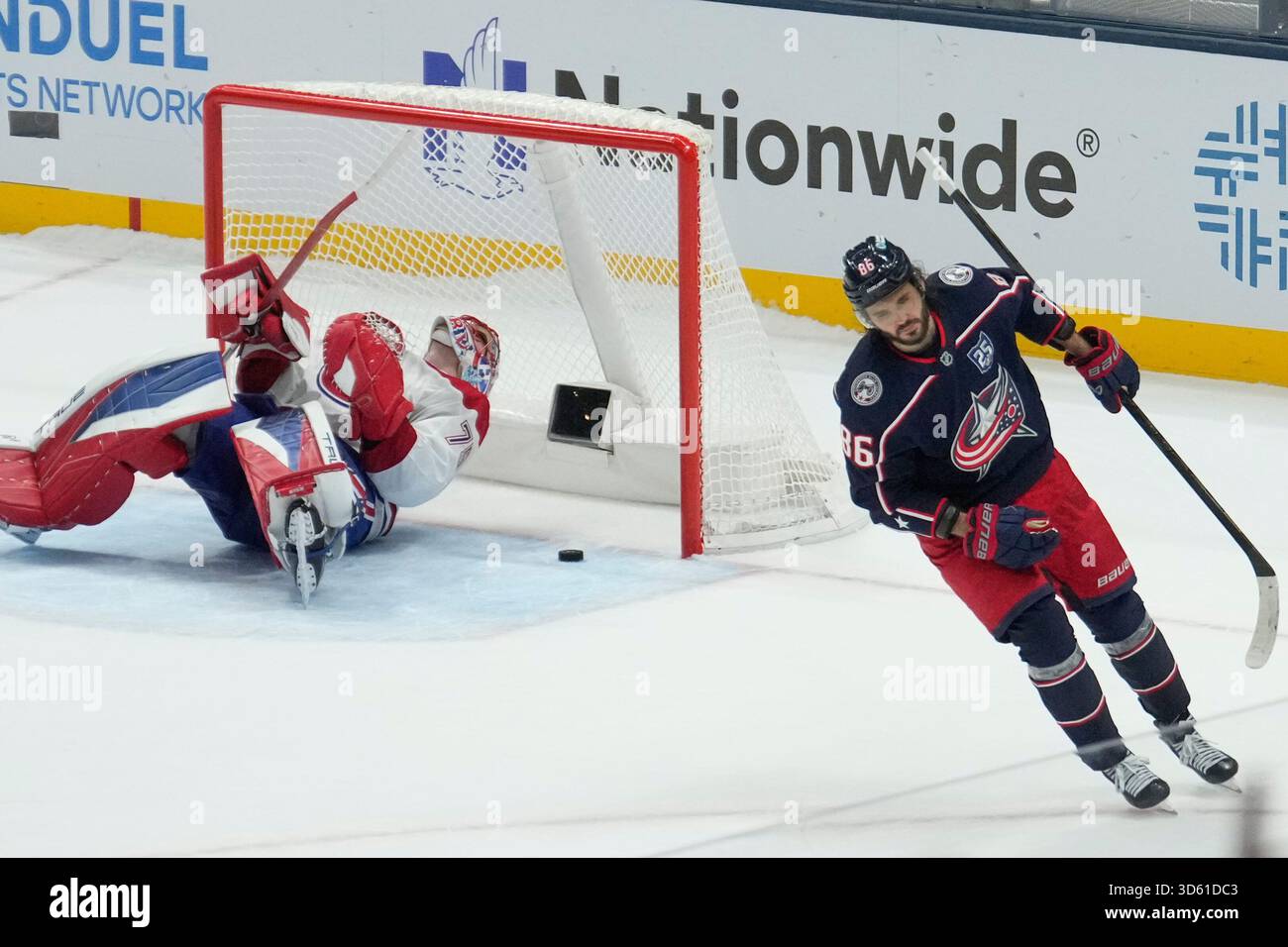 Columbus Blue Jackets right wing Kirill Marchenko (86) celebrates after ...