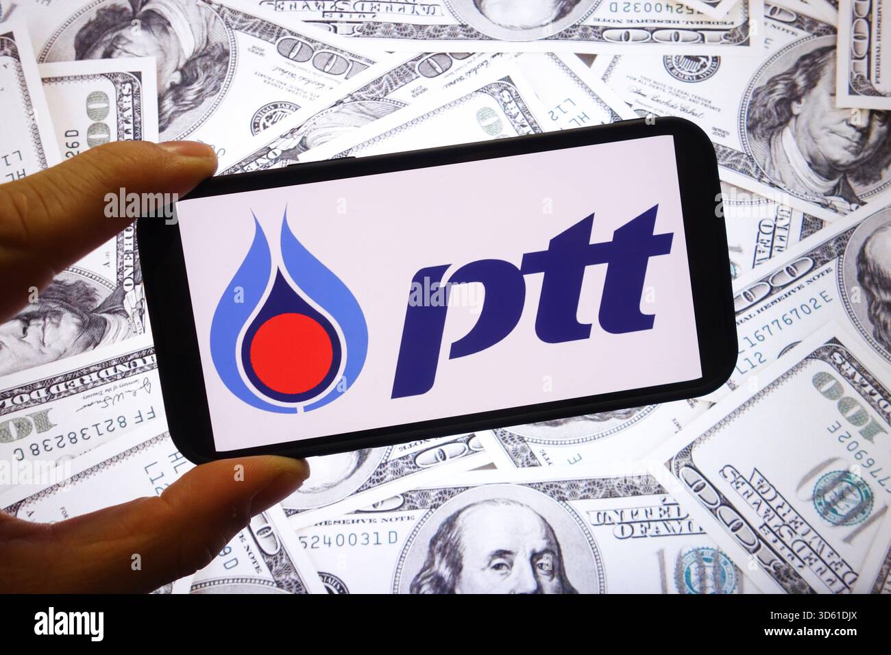 In this photo illustration, the PTT Public Company Limited logo is seen ...