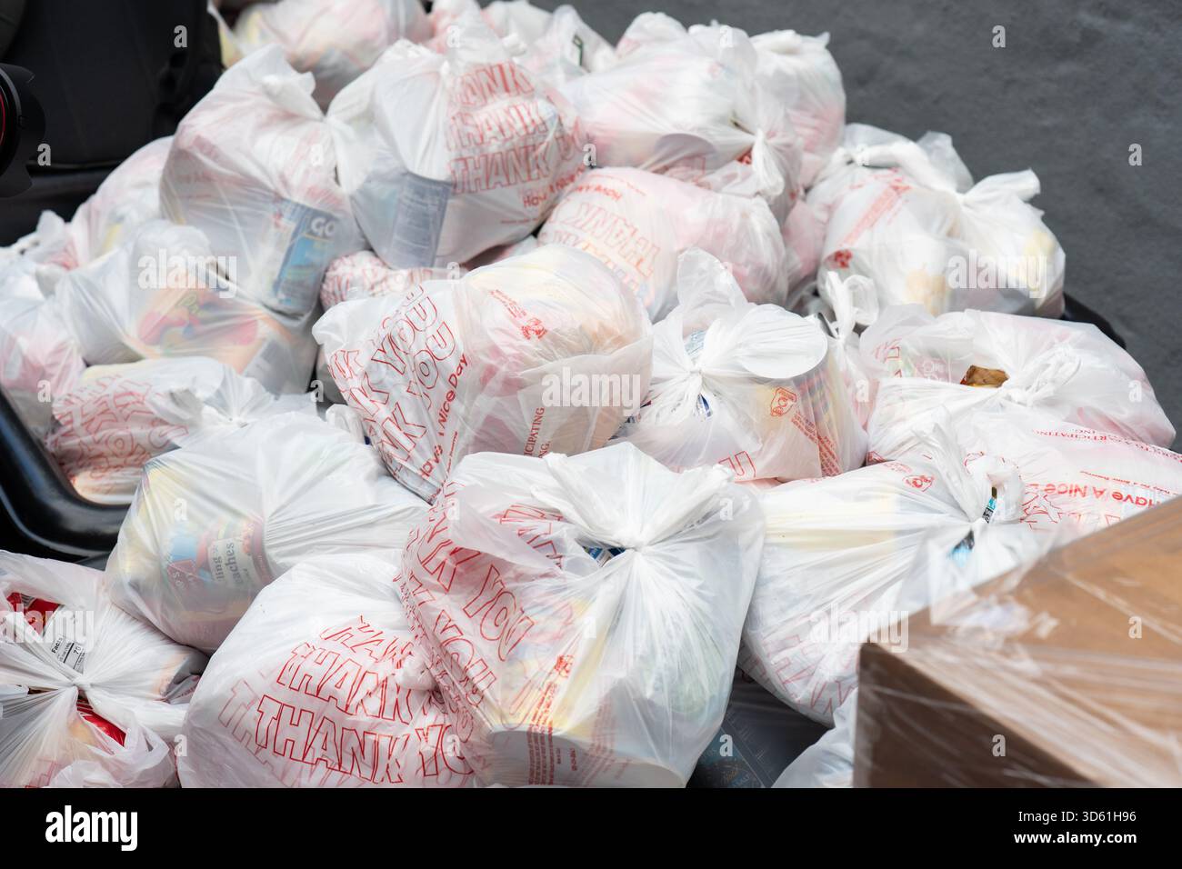 Assembled food care packages for members of the community at the Part ...