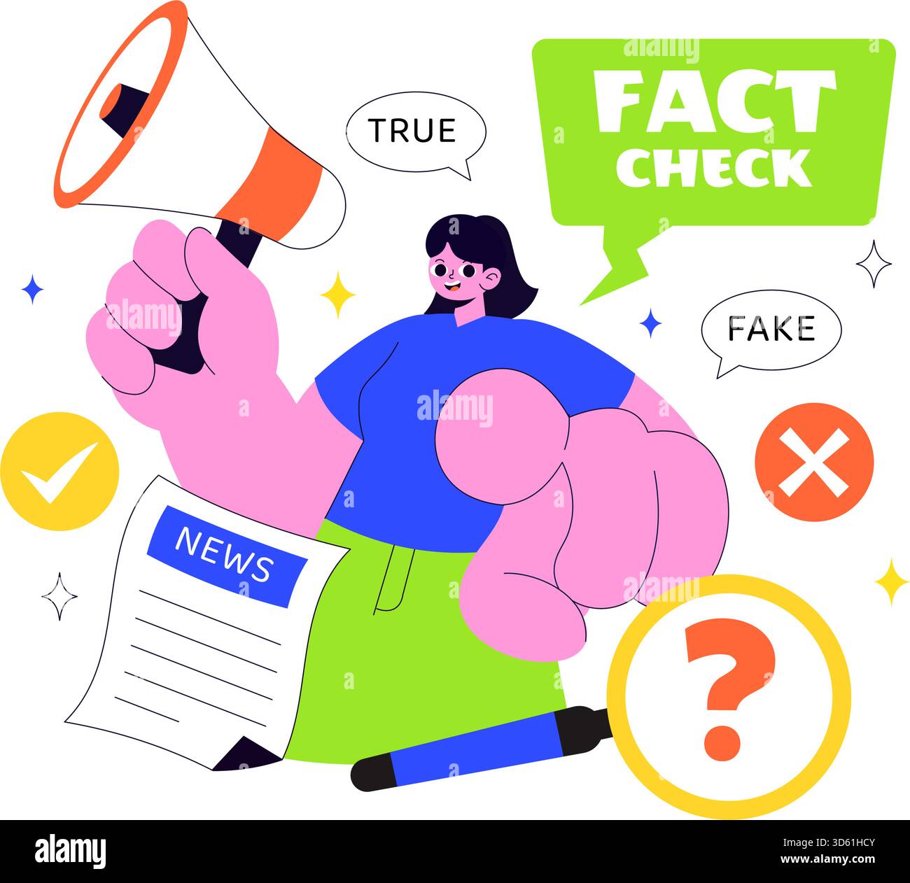 Fact Check Vector Illustration Featuring Myths Vs Facts News For ...