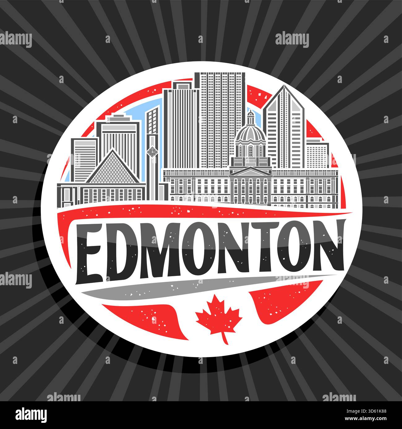 Vector logo for Edmonton, white cut paper sign with outline ...