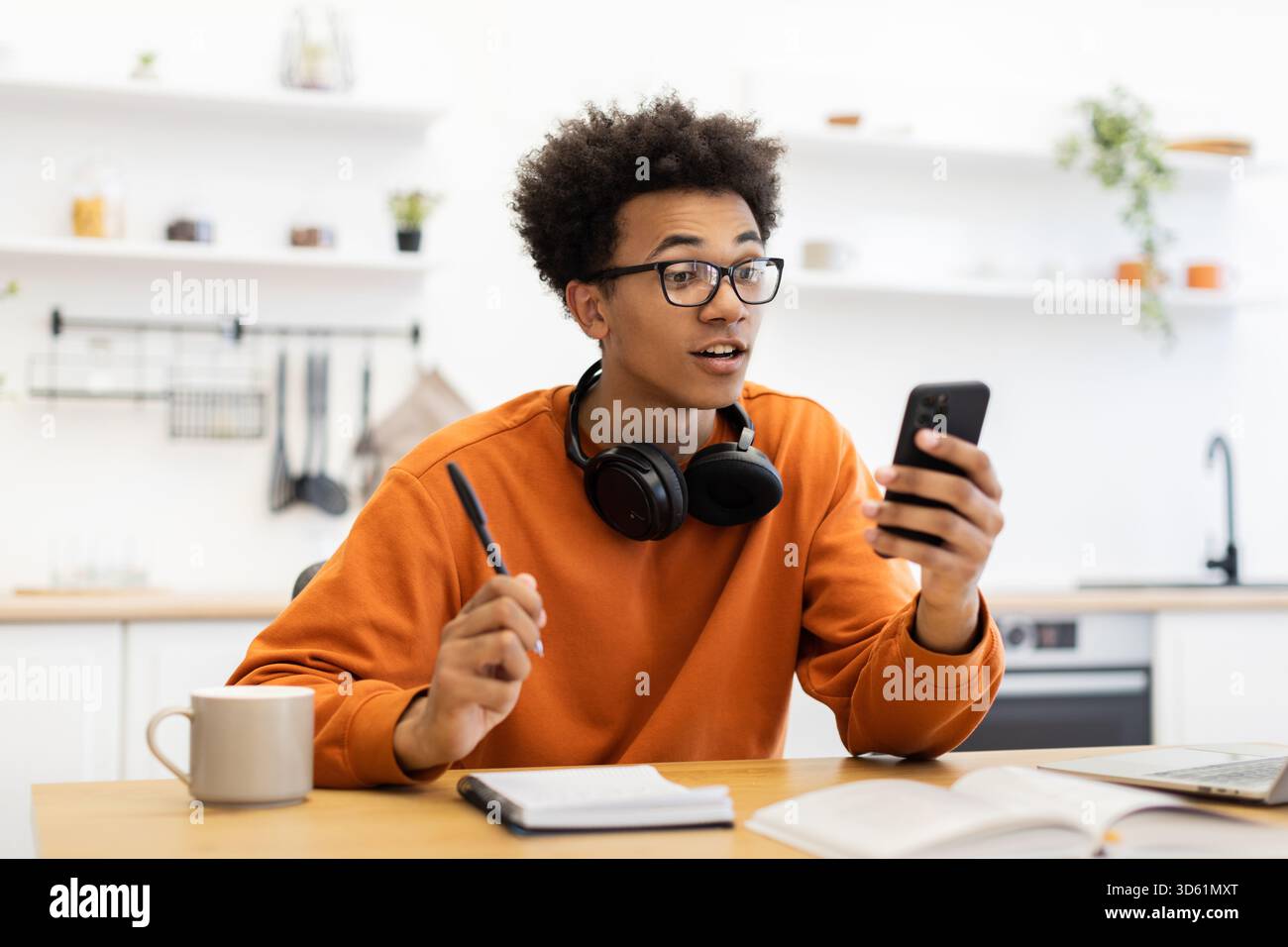 Young Man on Video Call Stock Photo - Alamy