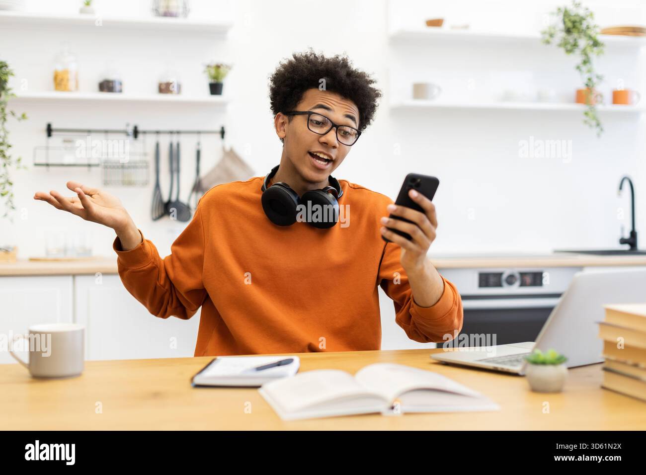 Man on Video Call at Home Stock Photo - Alamy